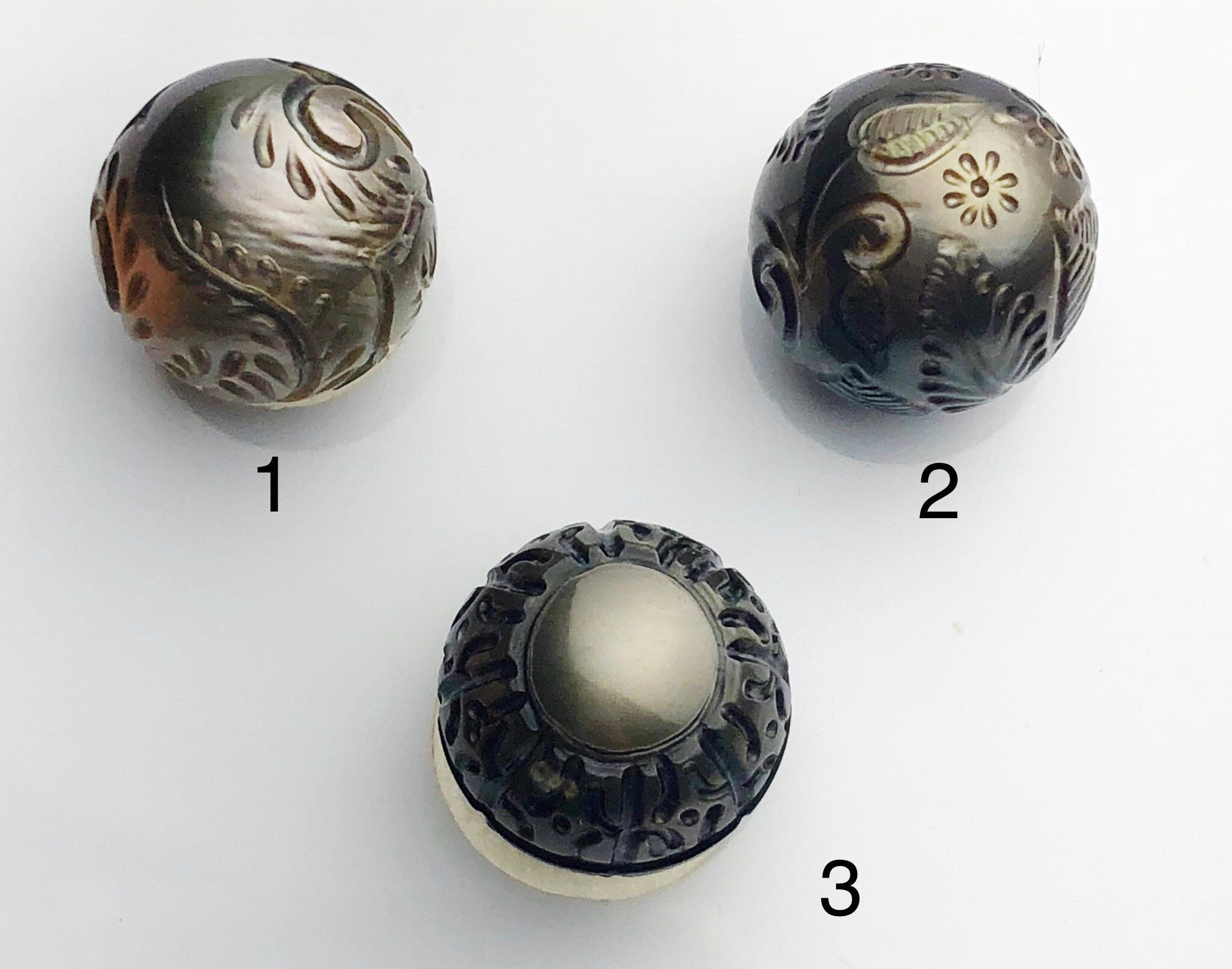 Hand Carved Tahitian Pearls