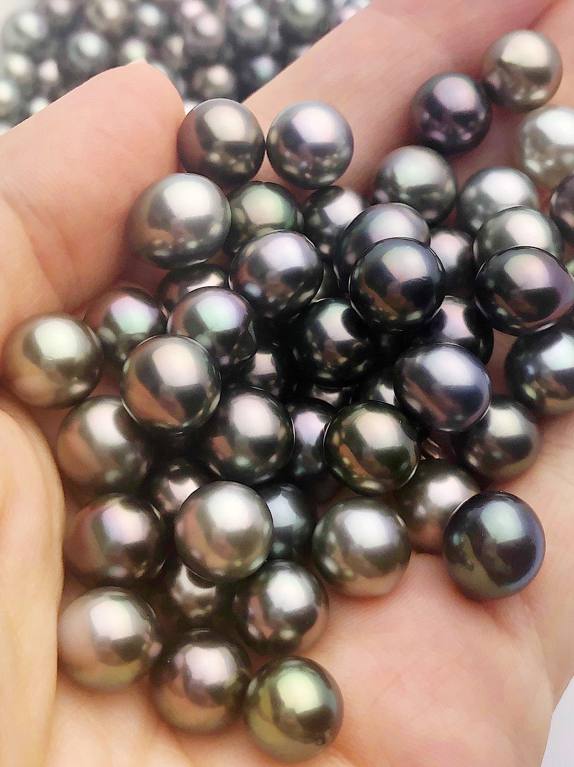 Multicolored Tahitian Natural color, Loose Pearls, Near Round, 9mm-9 ...