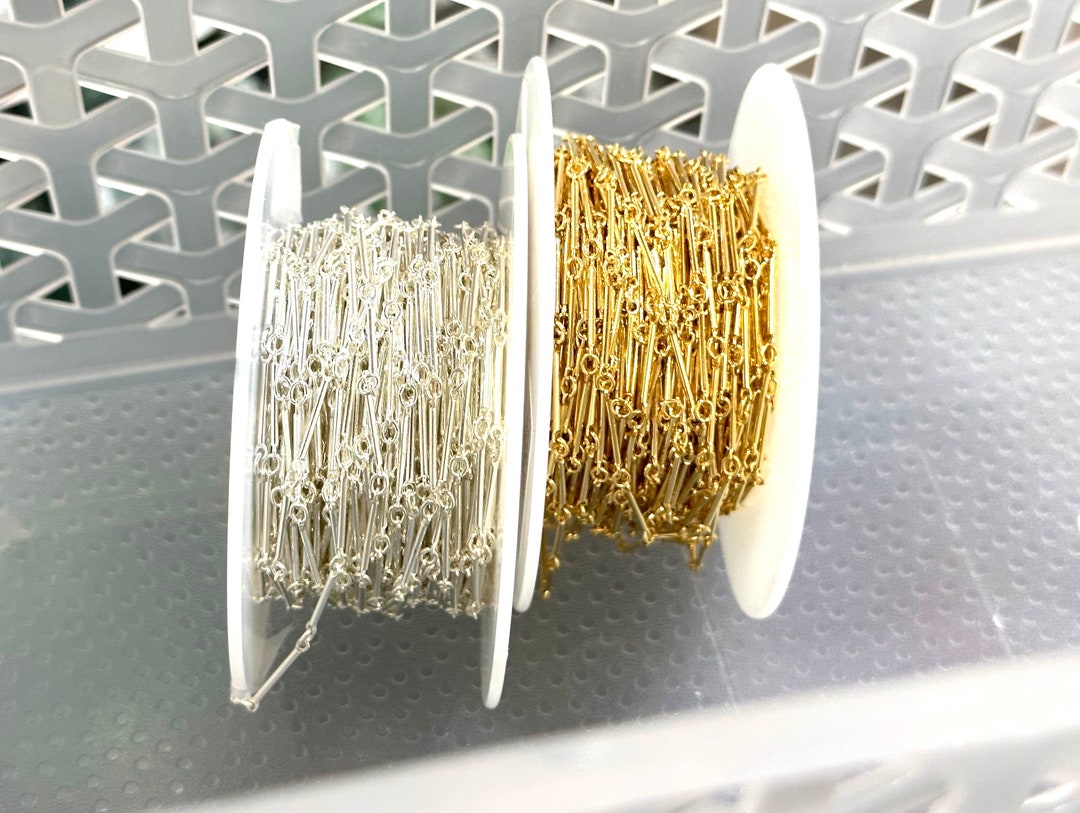 Machine .500 Long Bar Chain, per Foot, 14k Gold Filled, Sterling Silver ...