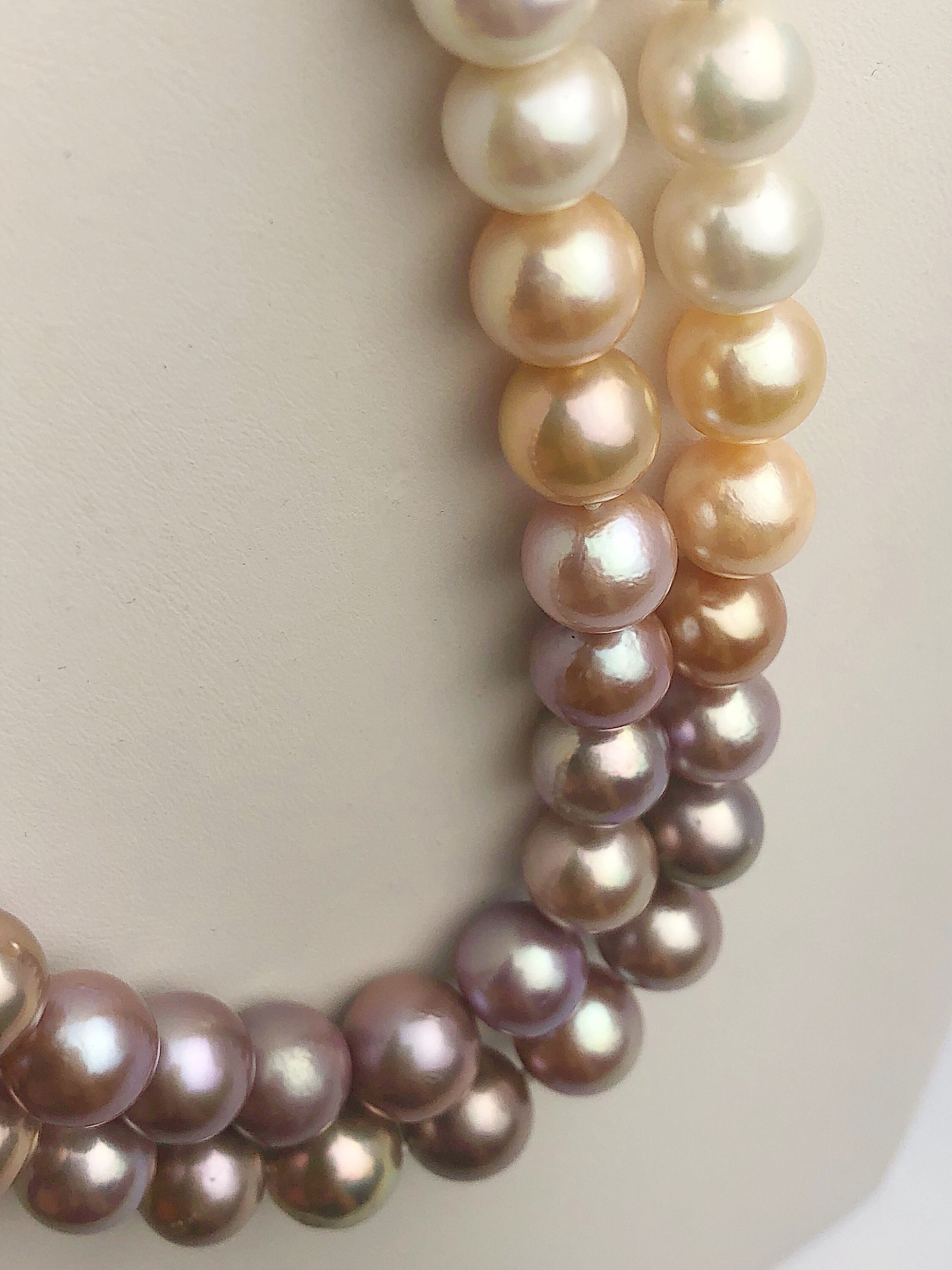 Edison Pearl Double Strand Necklace Natural Color 10 13mm