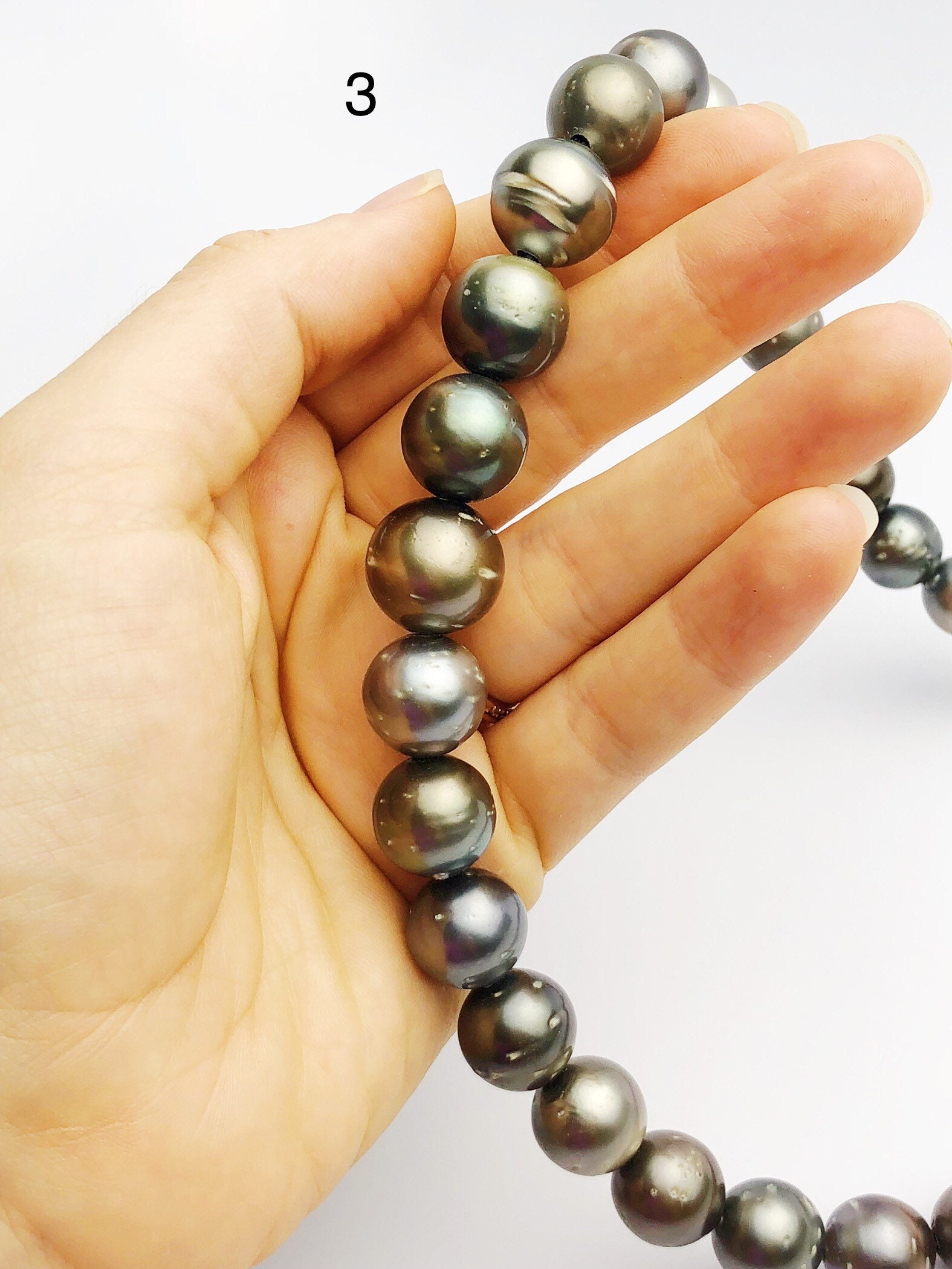 BIG 16mm Round Tahitian Pearl Necklace On Leather Cord 12 16mm 286 