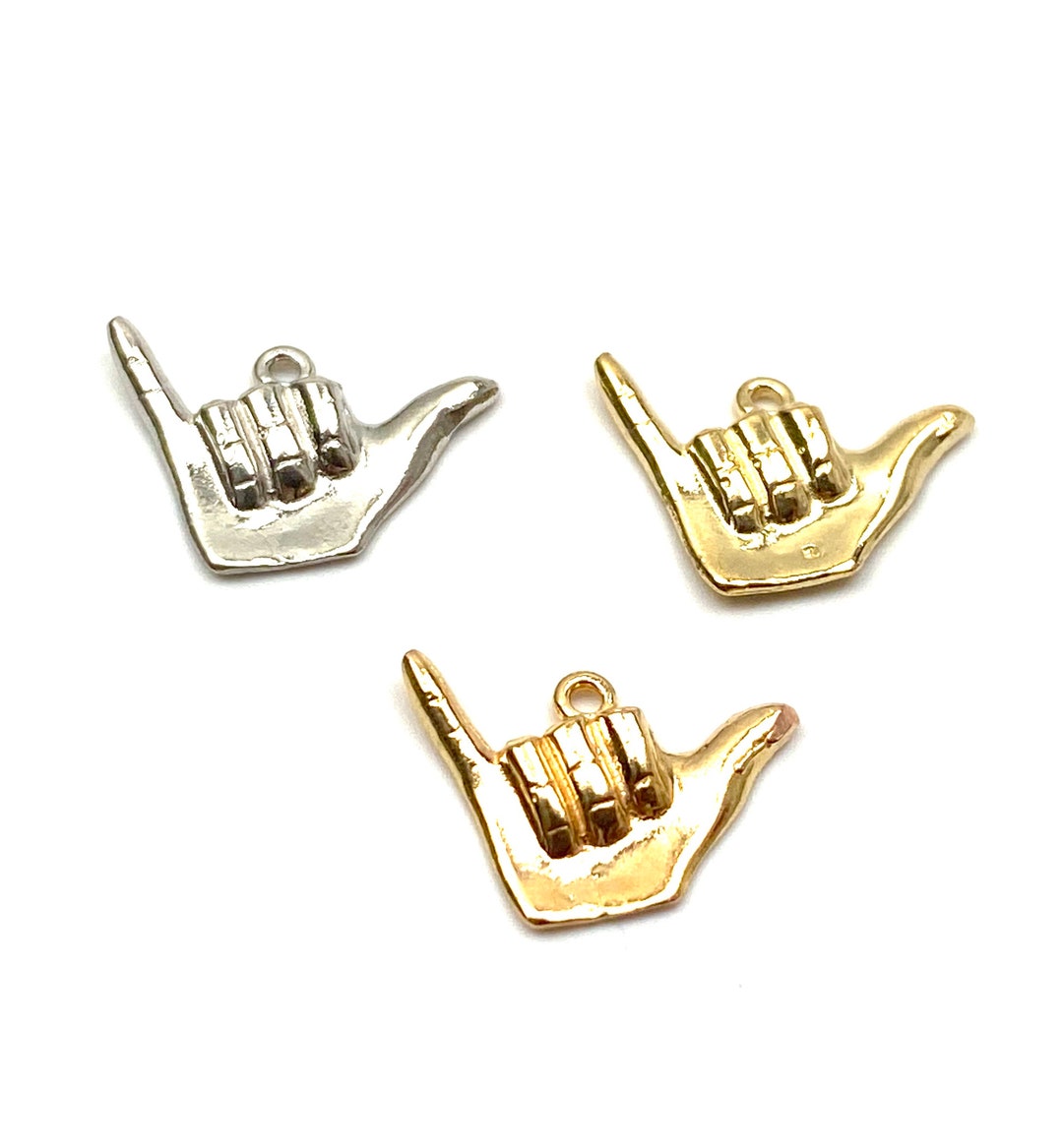 14K rose gold, white gold, gold, Shaka charm, SKU# L-25 - Etsy España