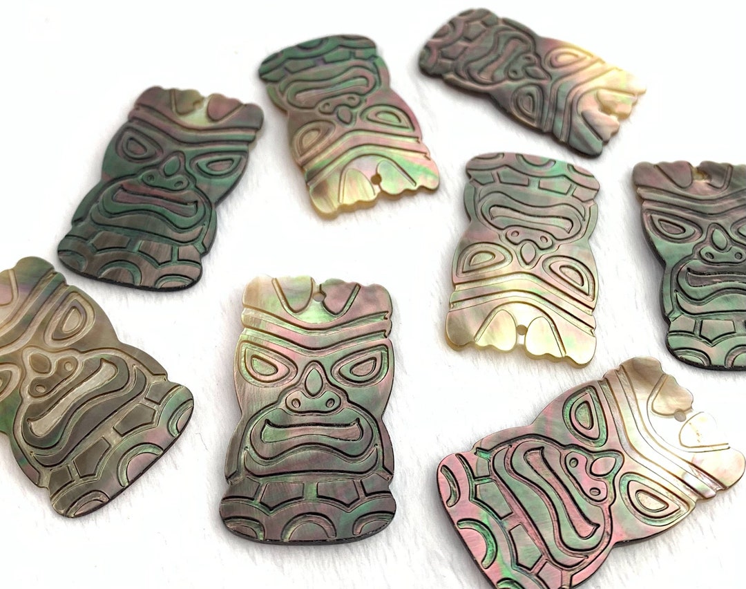 Mother of Pearl Tiki Head Charm Skum3490 - Etsy