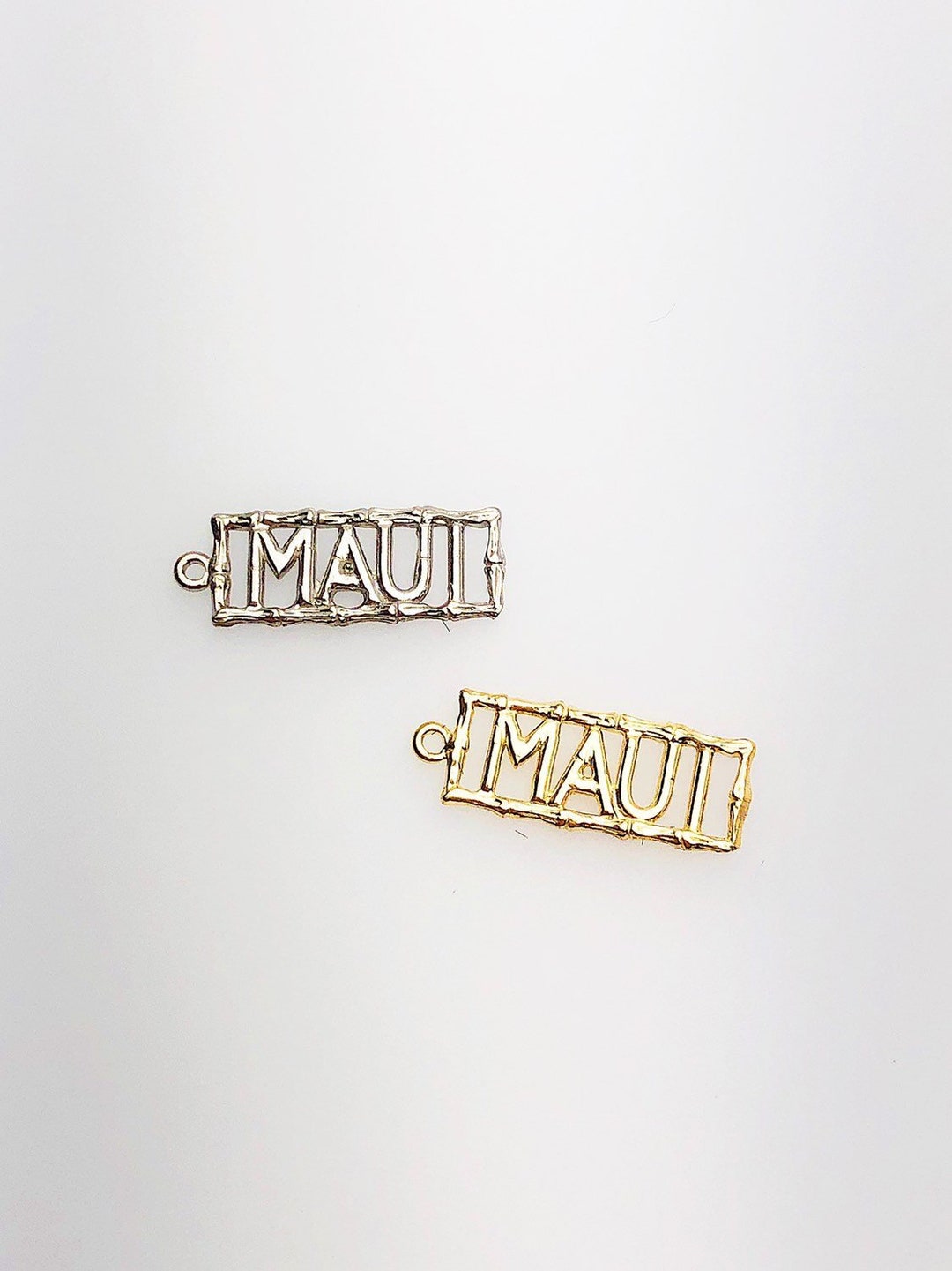 14K Solid Gold Hawaii Maui "maui" Charm W/ Ring, 15.1x5.5mm, Made in ...