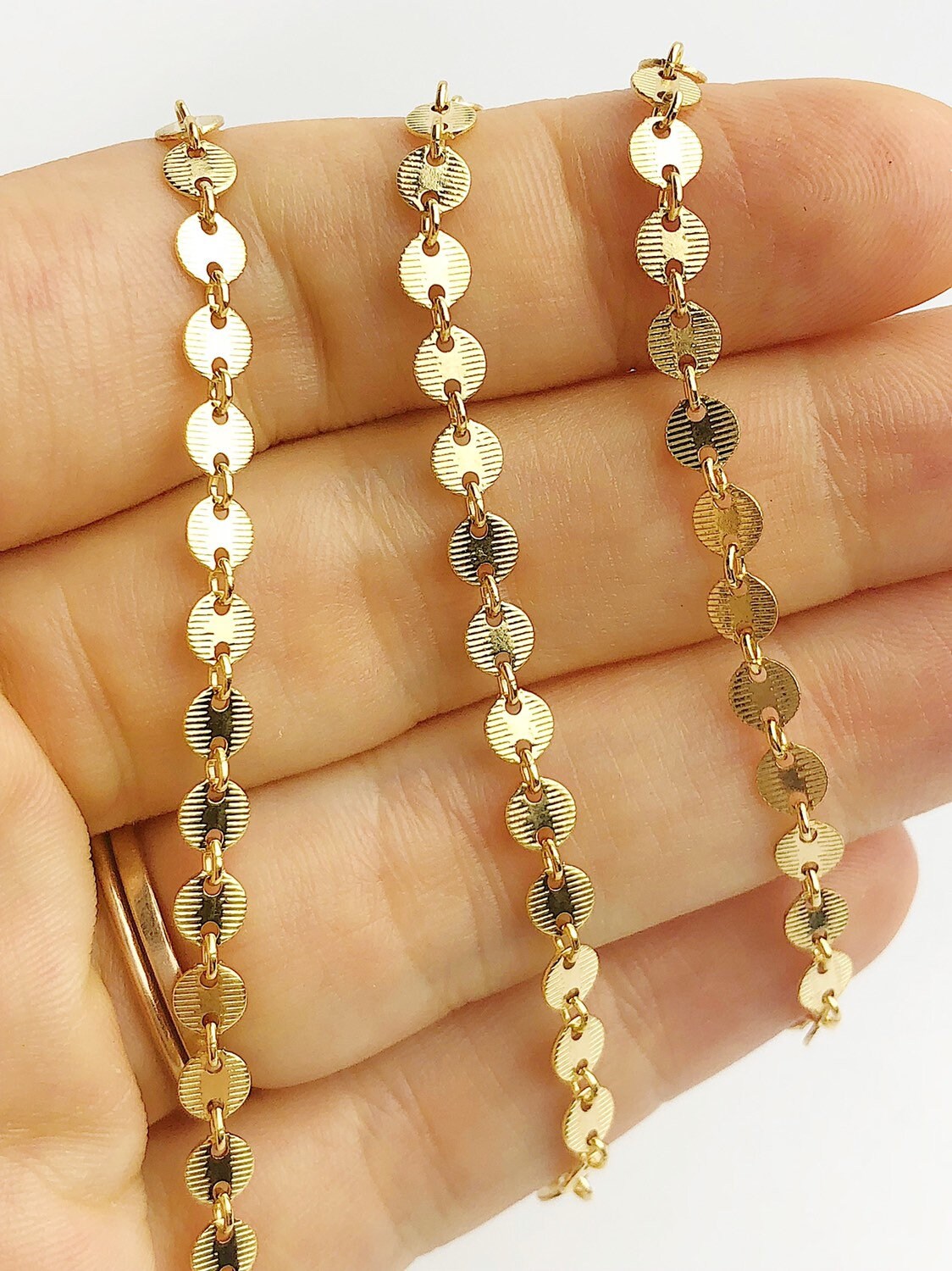 4.2mm 14K Gold Fill Line Disk Chain, Sold by the foot.
