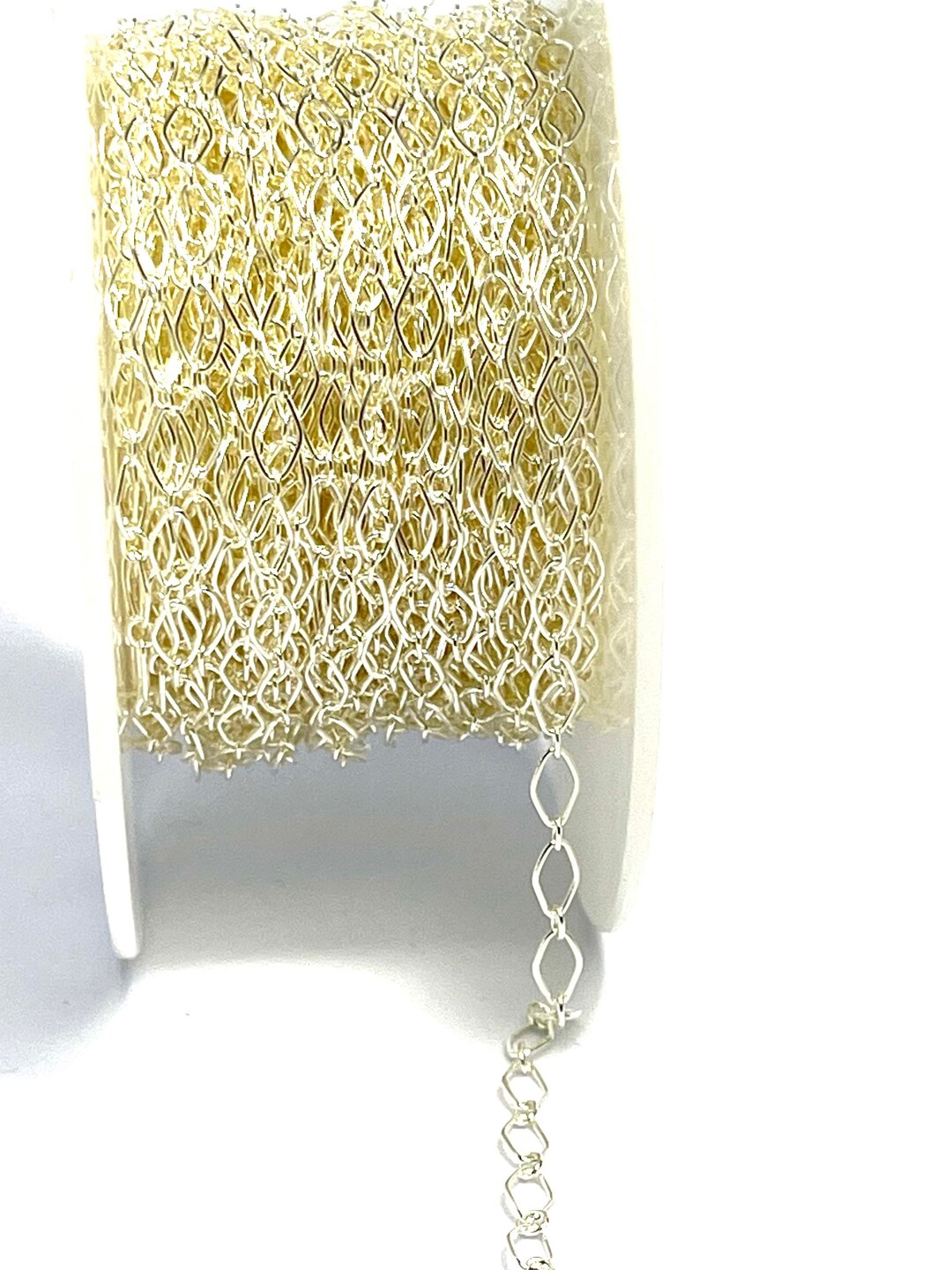 Long + Short Diamond Link Chain, per Foot, Sterling Silver - Etsy