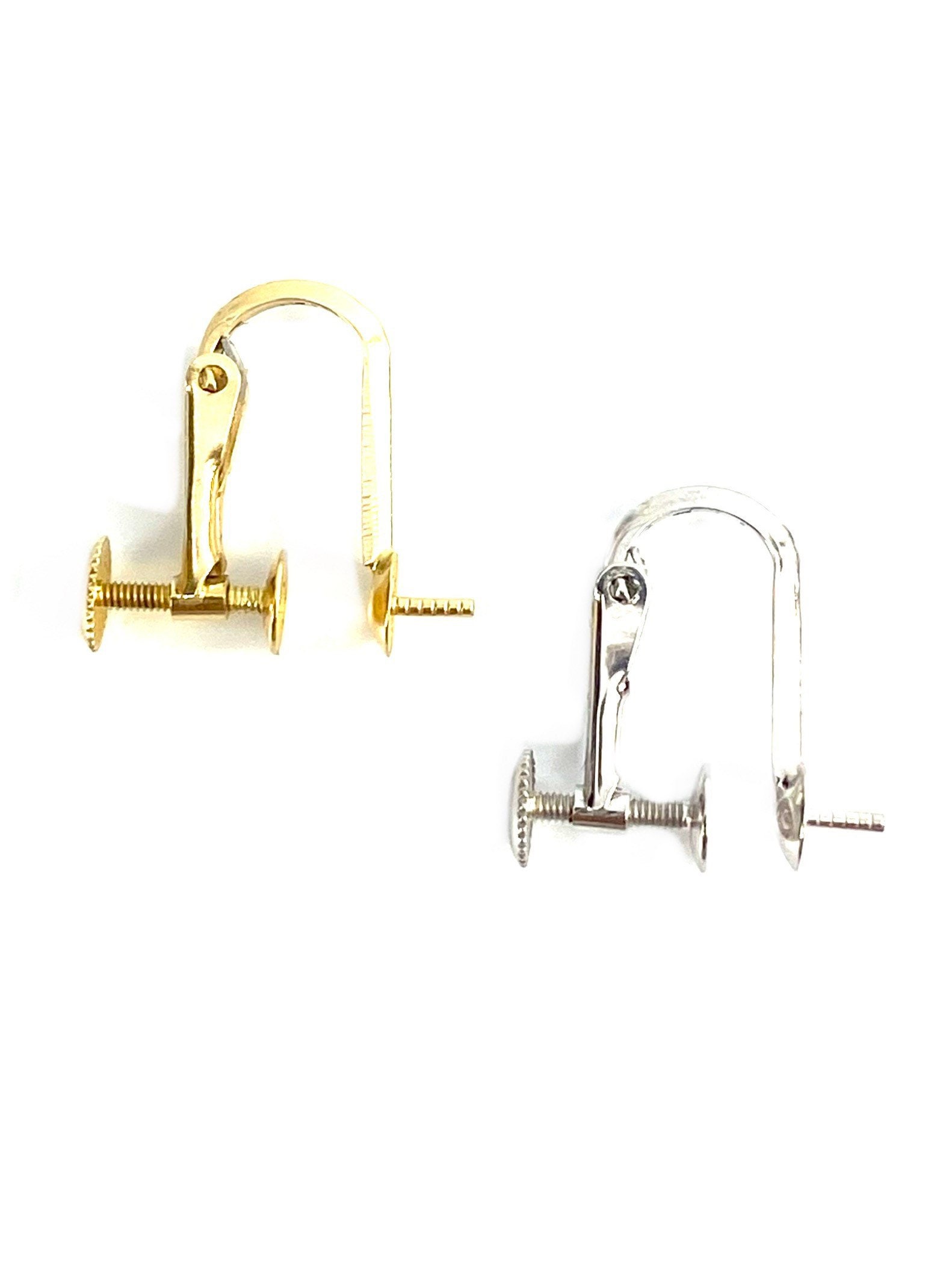 14K Solid Gold/White Gold Rotate Screw Clip On Earring Converters with ...