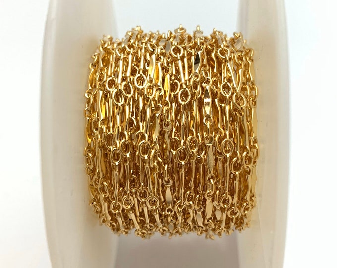 14K Gold Filled Dapped Bar Station Cable Chain, 2x8 Mm, 197-GF - Etsy