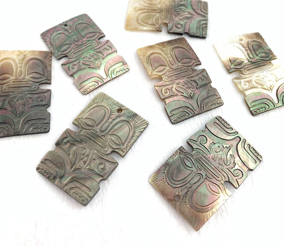 Mother of Pearl Tiki Head Charm Sku#m3489 - Etsy