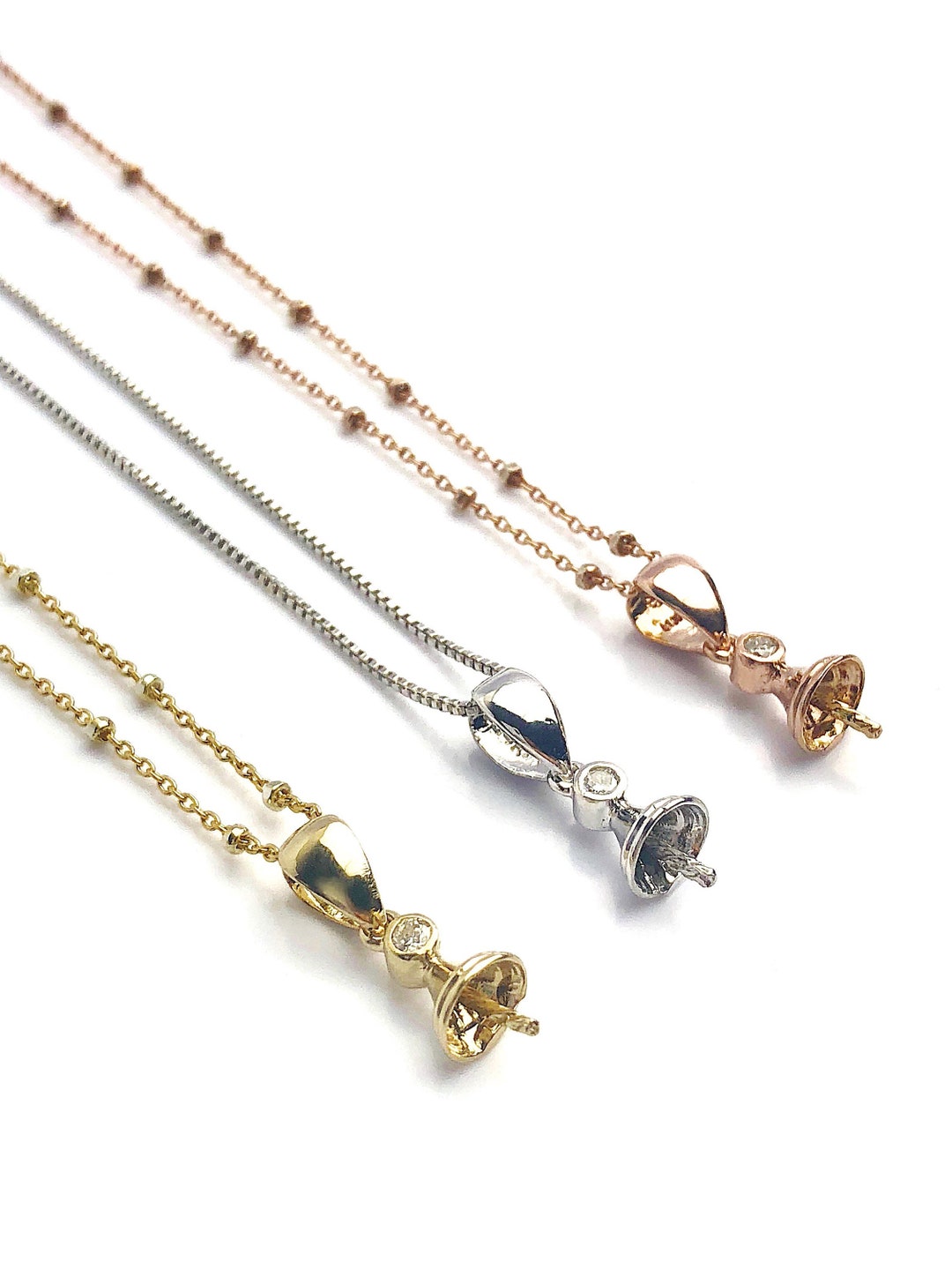 Pearl Pendant Setting - 14K Yellow Gold, Rose Gold, White Gold With ...