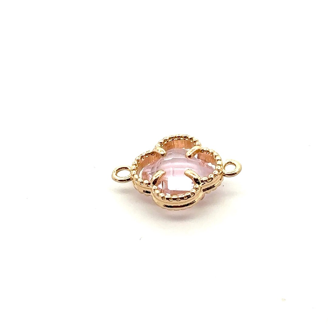 Pink Four Leaf Clover Double Ring Crystal Charm, Sku#m2142pink - Etsy