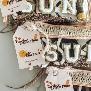 Goodbye Lesson Plans, Hello Sun Tans End of Year or Summer Gift Tag for ...