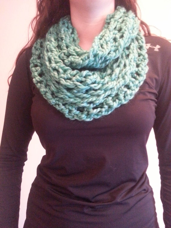 Items similar to Turquoise Infinity Scarf-Crochet on Etsy