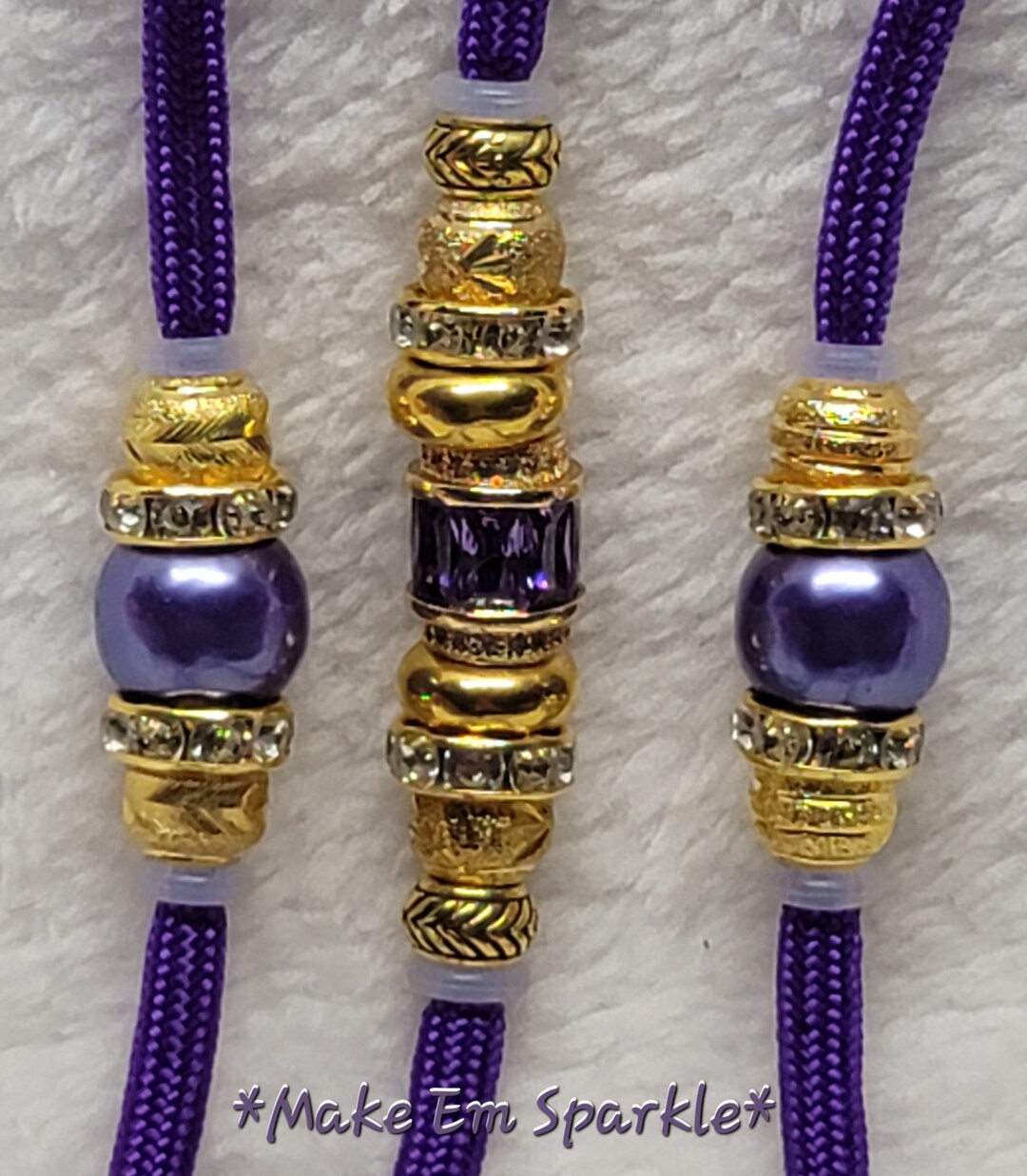 Purple/gold Bling Beaded Show Dog Lead/dog Show Lead/leash Bling Small ...