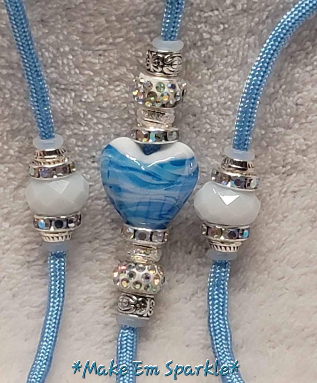 Light Blue and White Heart Bling Beaded Show Dog Lead/dog Show Lead ...