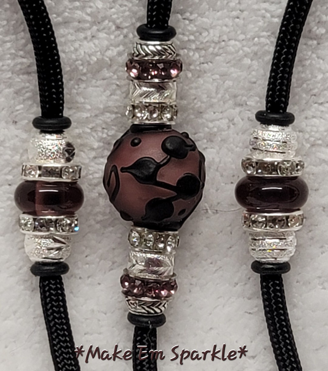 Black/grape Purple Beaded Show Dog Lead/dog Show Lead/leash Bling Small ...