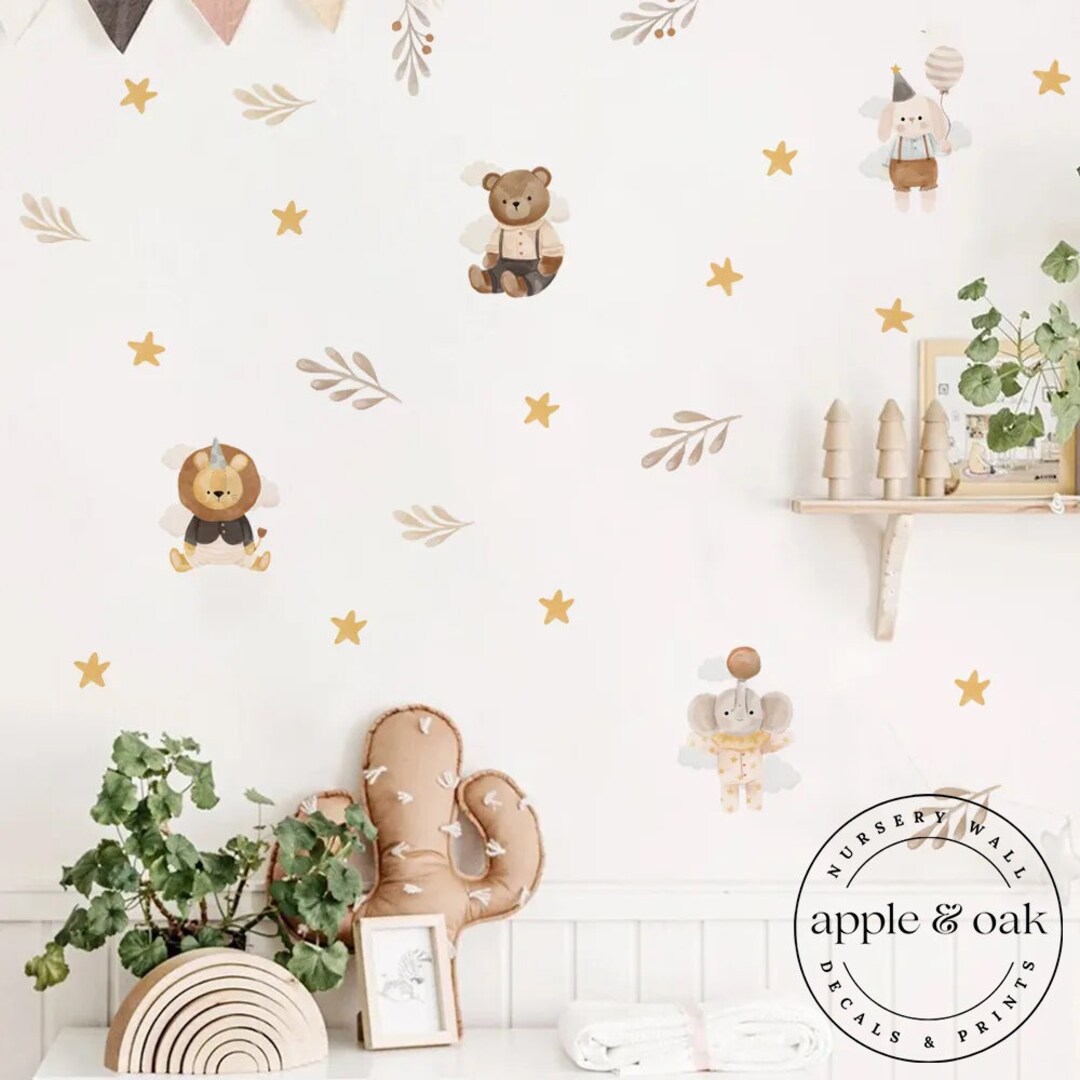 Boho WOODLAND Animal Nursery Wall Decals | Cute Woodland Animal Wall ...