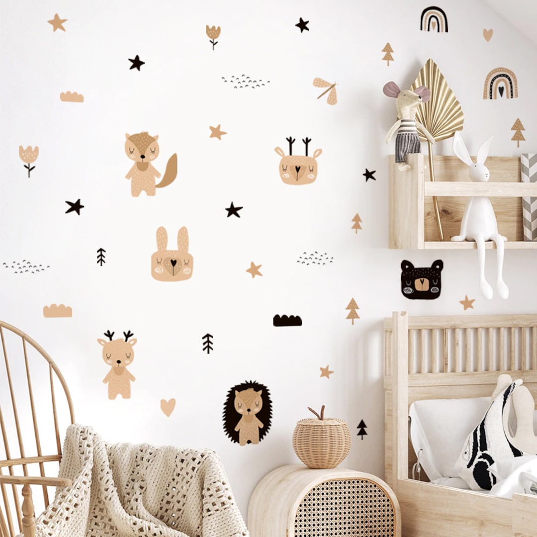 Boho WOODLAND Animal Nursery Wall Decals | Woodland Nursery Wall Decals ...