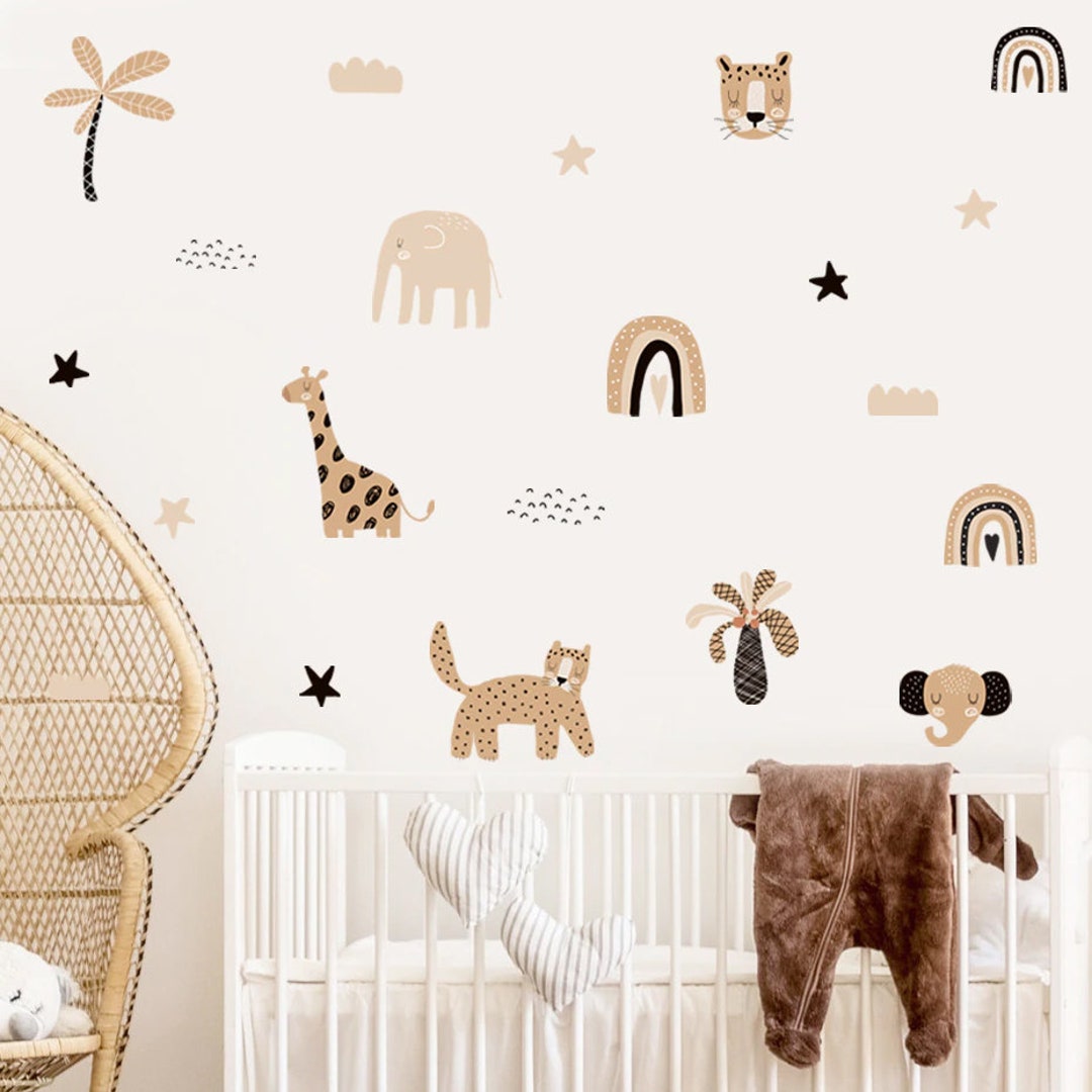 Boho Nursery SAFARI JUNGLE Wall Decals | Cute Safari Jungle Wall Decals ...