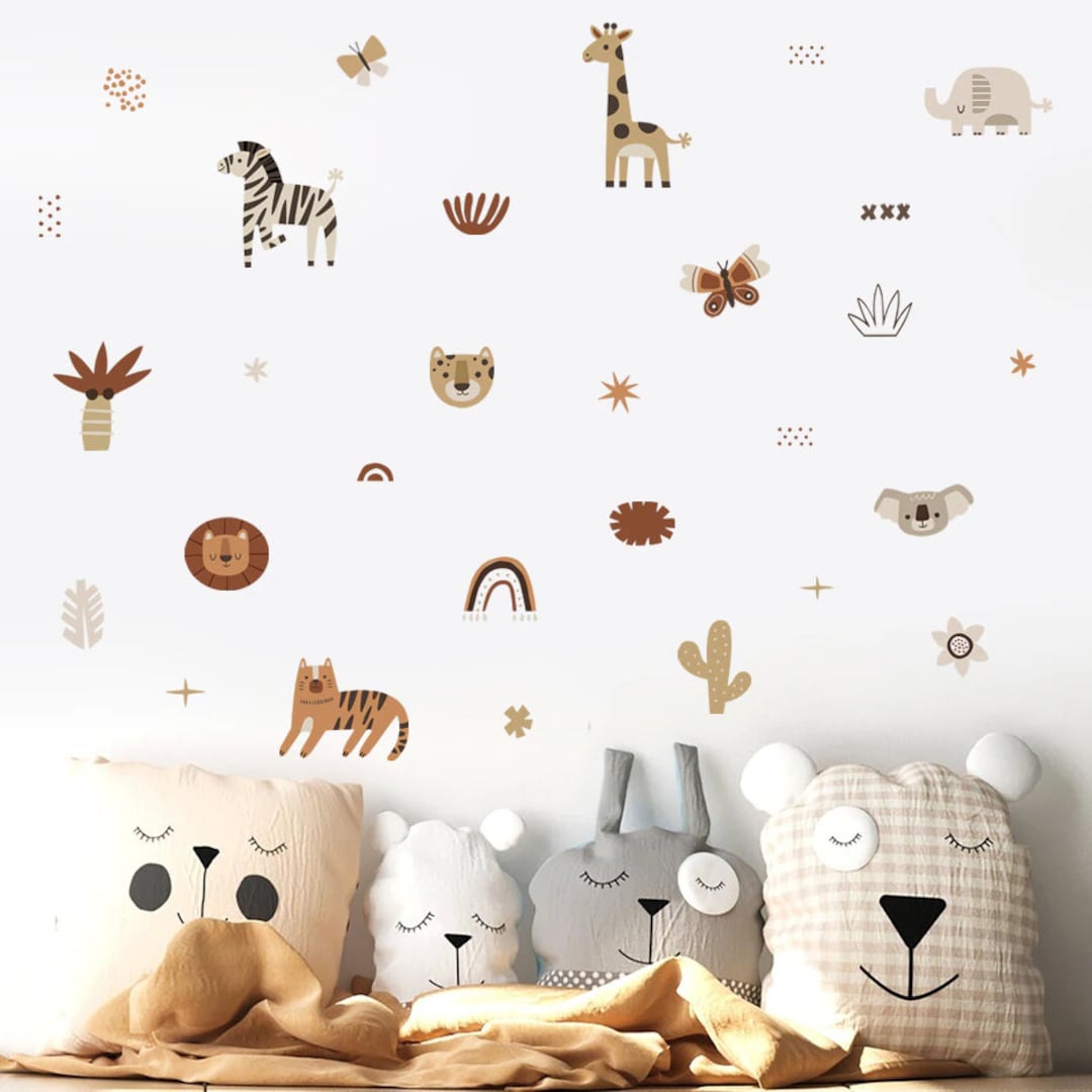 Boho Nursery SAFARI JUNGLE Wall Decals | Safari Jungle Animal Wall ...