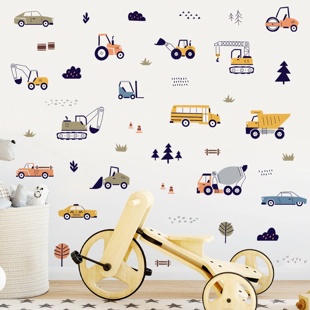 Kids Construction Wall Decals Boys Wall Decals TRUCKS and - Etsy