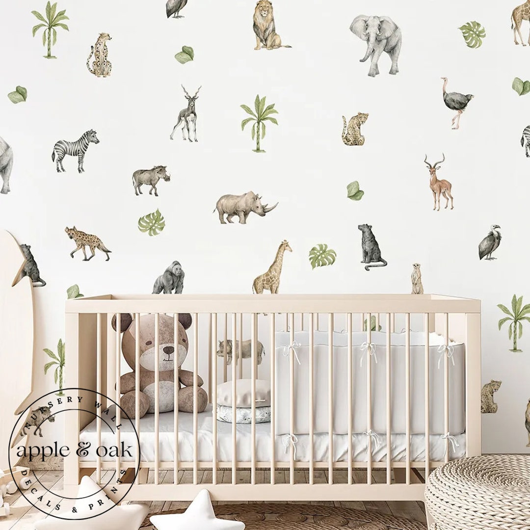 Boho Nursery SAFARI JUNGLE Wall Decals | Cute Safari Jungle Wall Decals ...
