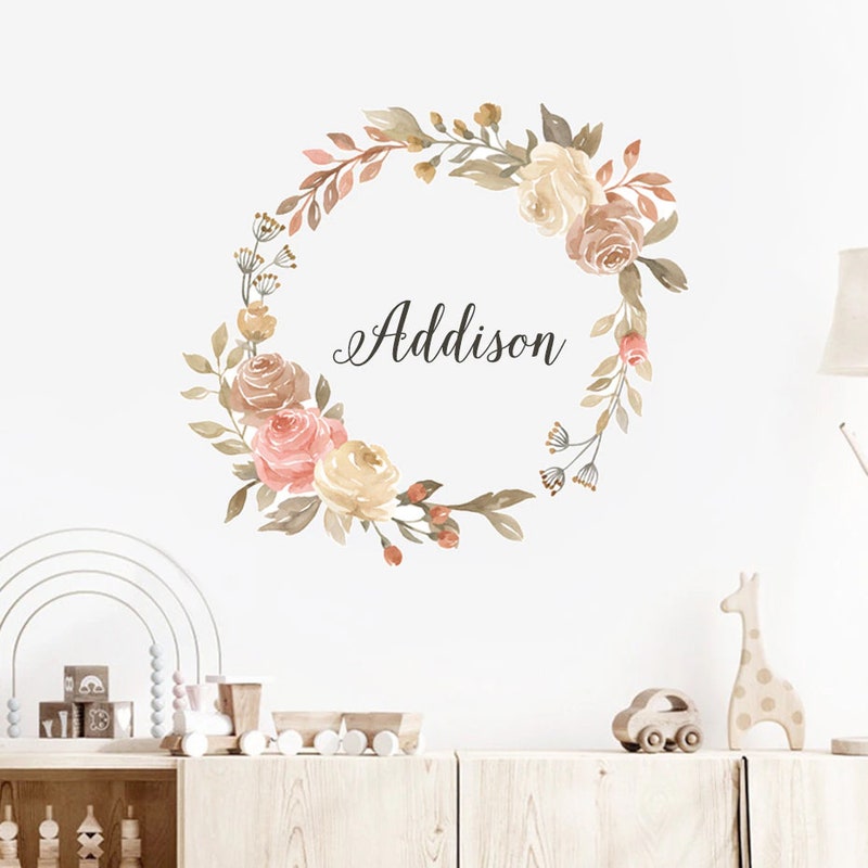 Floral Wreath Decal - Etsy