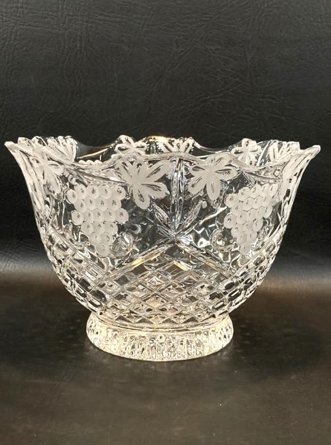 Vintage Shannon Lead Crystal by Godinger Footed BOWL Grape Pattern ...