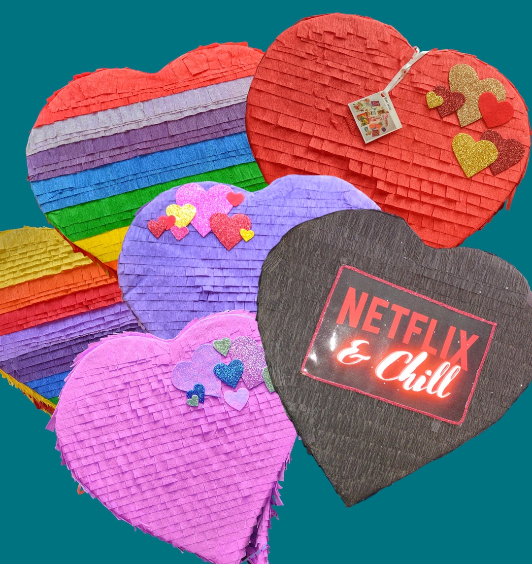 Personal Size Pull String Piñata, Filled Piñata, Heart Piñata ...