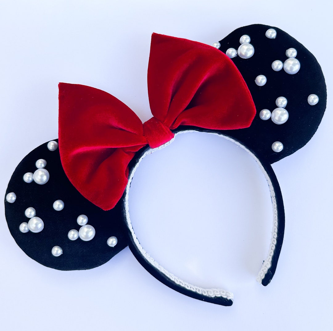 Red Velvet Pearl Minnie Ears Black Velvet Pearl Mickey Ears Black ...