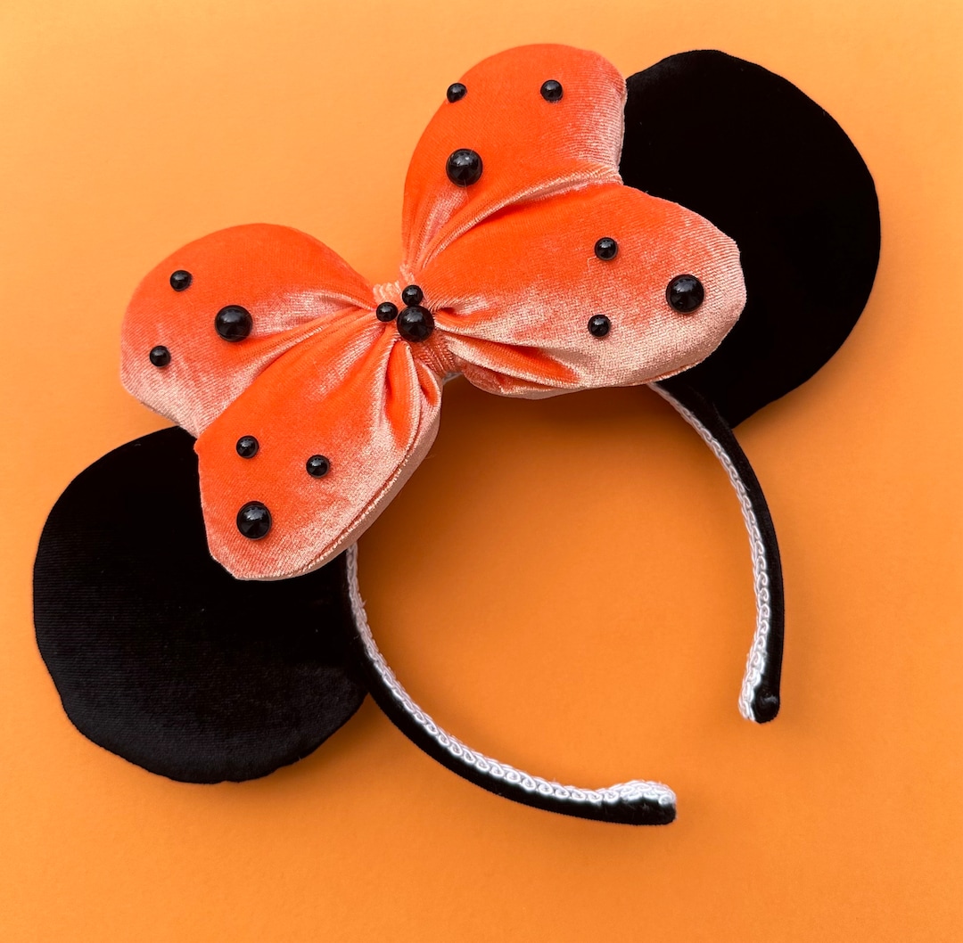 Fall Minnie Mouse Ears Orange Pearl Velvet Ears Halloween Disney Ears ...