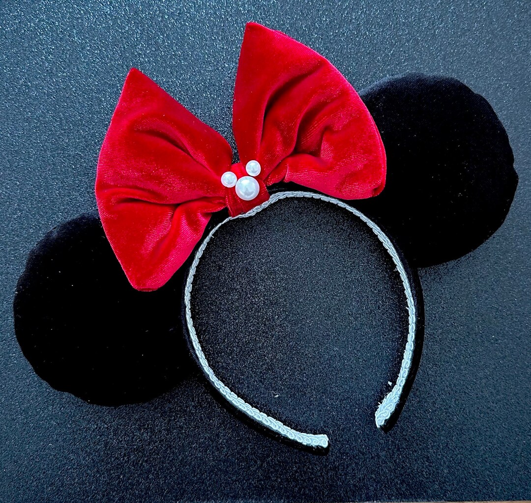 Black and Red Minnie Ears, Mickey Pearls Ears, Pearls Minnie Ears ...