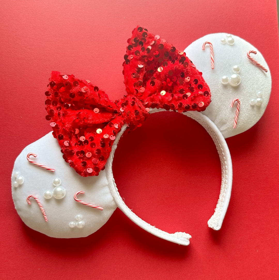 Christmas Minnie Ears, Christmas Mickey Ears, Red Minnie Bow, Christmas ...