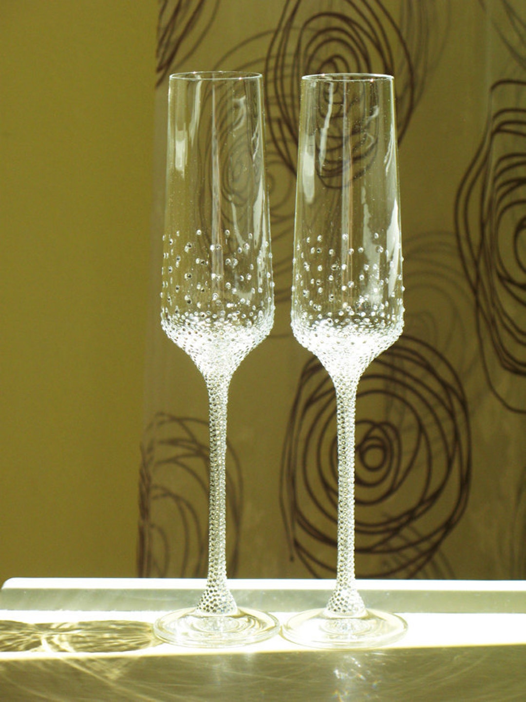 Personalized Champagne Wedding Flutes, Set of 2, Wedding Glasses, Bride ...