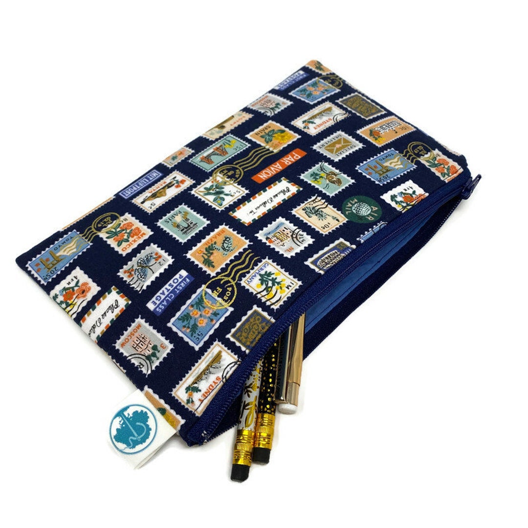 Postage Stamp - Pencil Pouch - Makeup Bag - Zipper Pouch - Cosmetic Bag ...