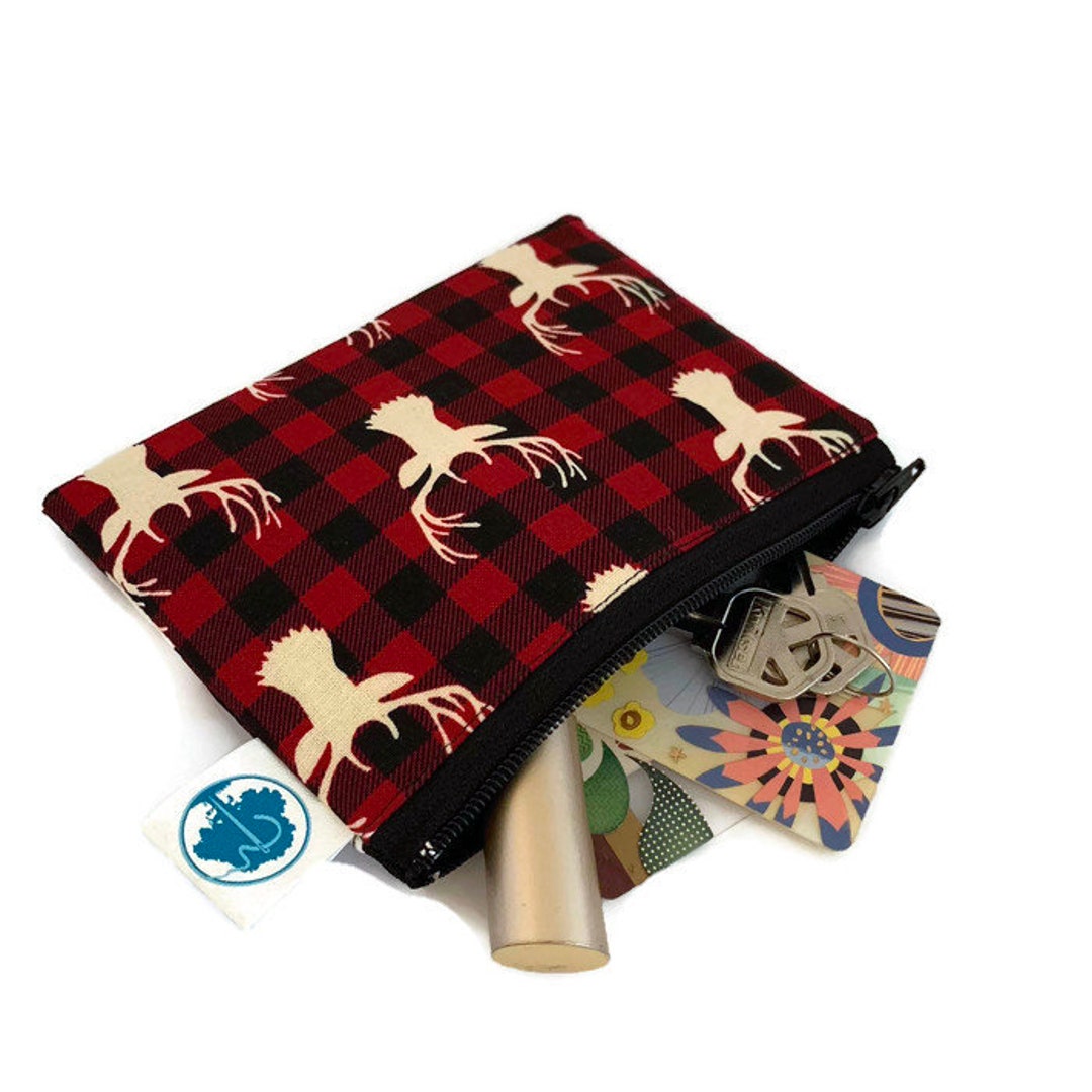 Buffalo Check Deer Coin Purse: Handmade Cotton Zipper Pouch - Etsy