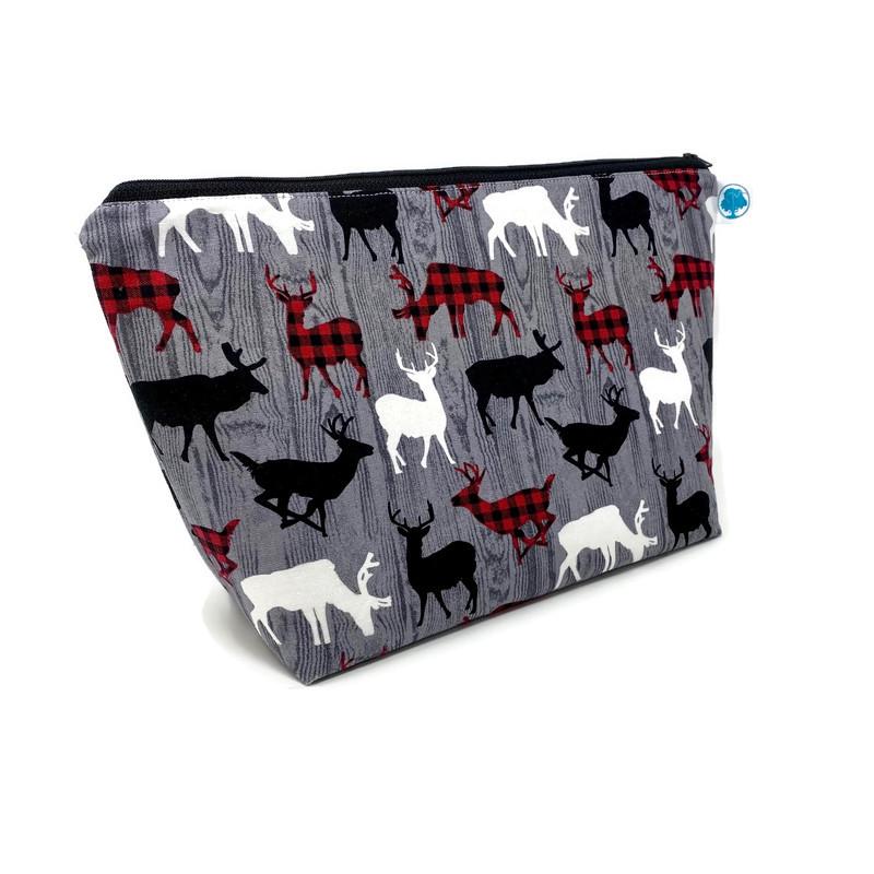 Deer Buffalo Check Extra Large Cosmetic Bag: Travel Toiletry Pouch - Etsy