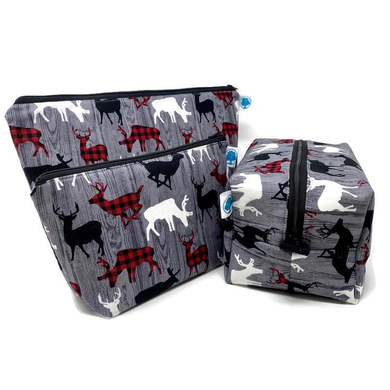 Deer Buffalo Check Extra Large Cosmetic Bag: Travel Toiletry Pouch - Etsy