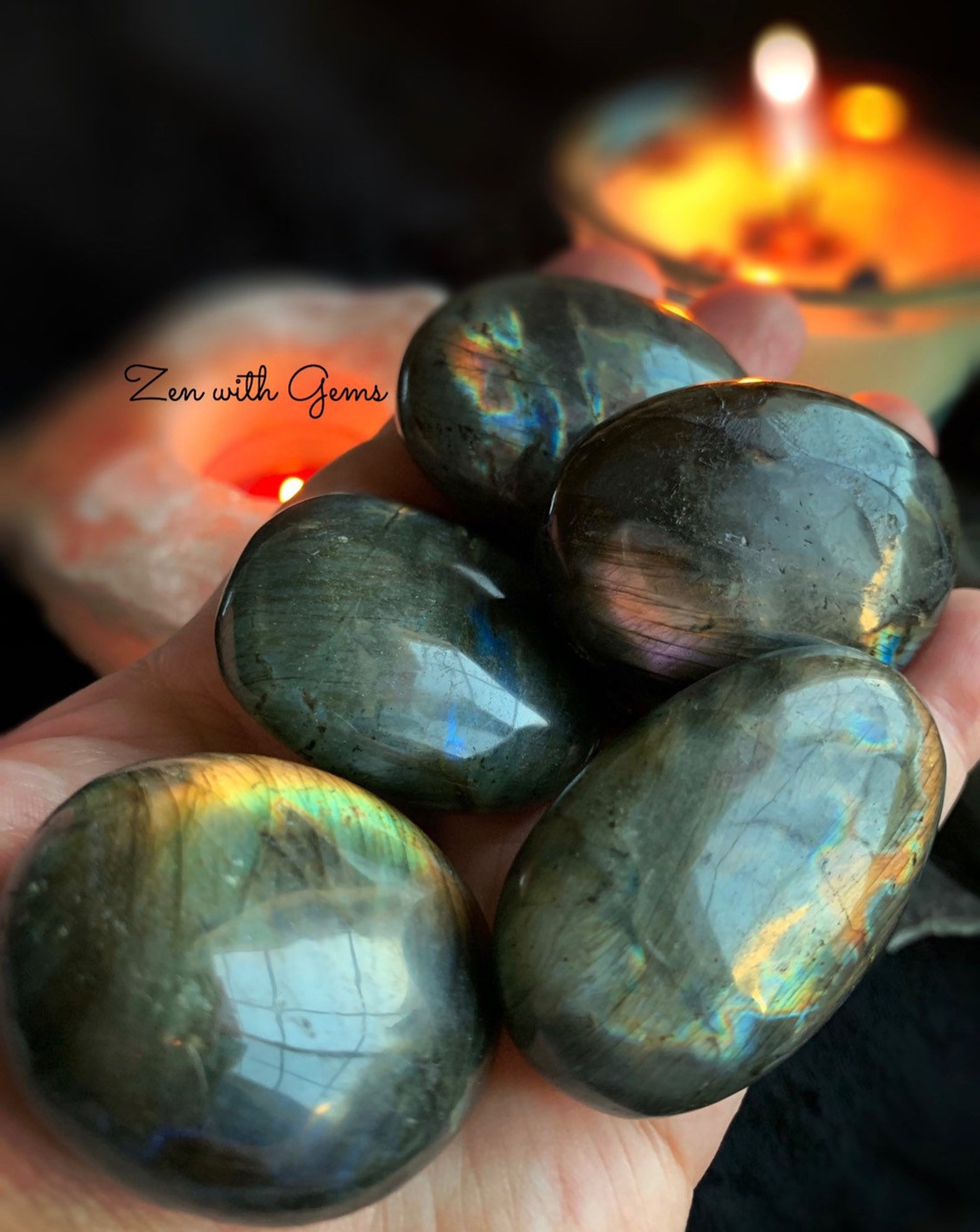 Spectrolite, Tumbled Spectolite, Crystal Grid, Chakra, Reiki, Pagan ...