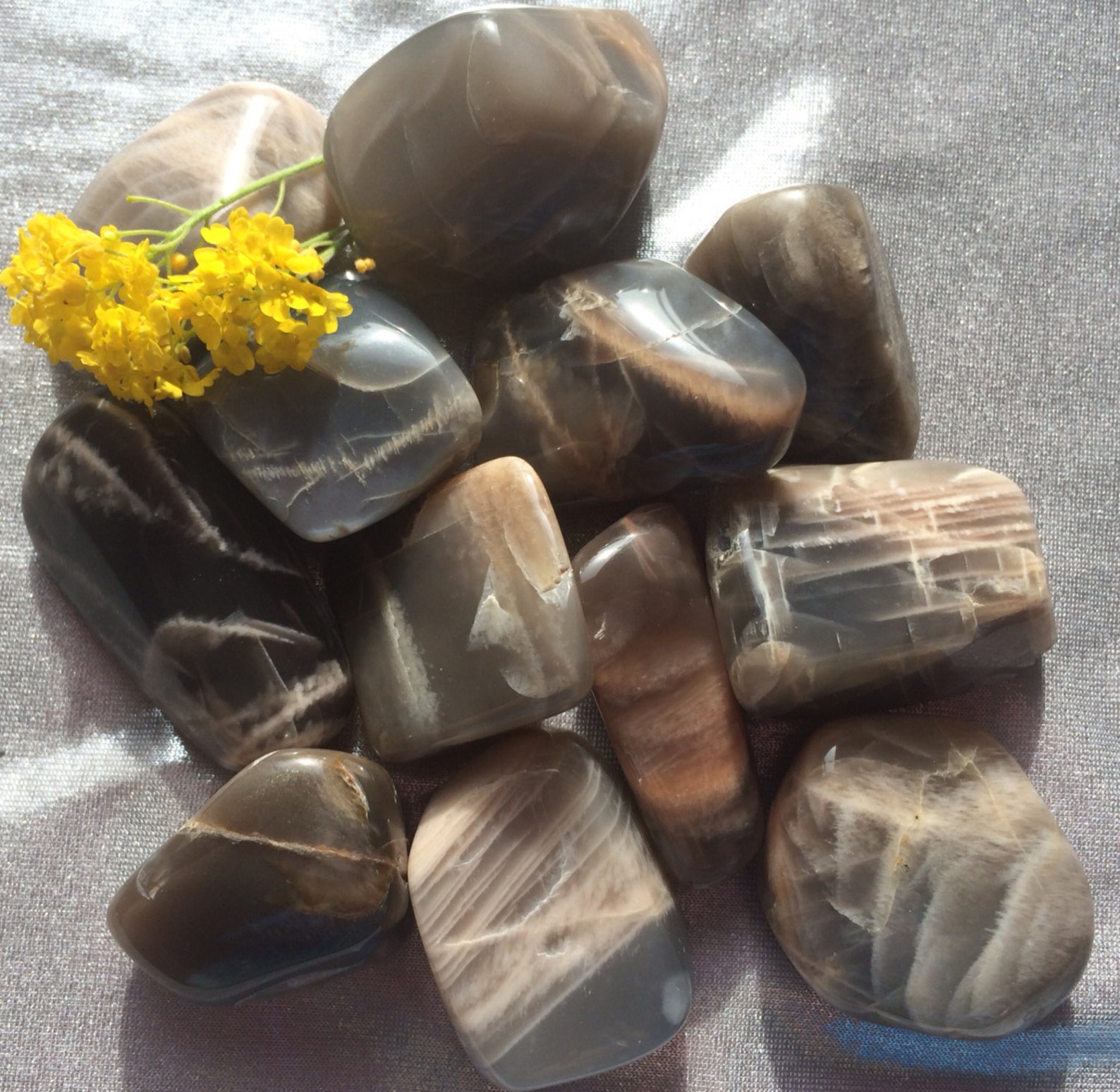 Tumbled Black Moonstone, Crystal Grid, Chakra, Reiki, Meditation ...