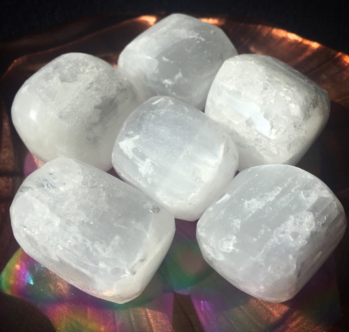 Tumbled Selenite, LARGE, Crystal Grid, Chakra, Reiki, Use in Tarot ...