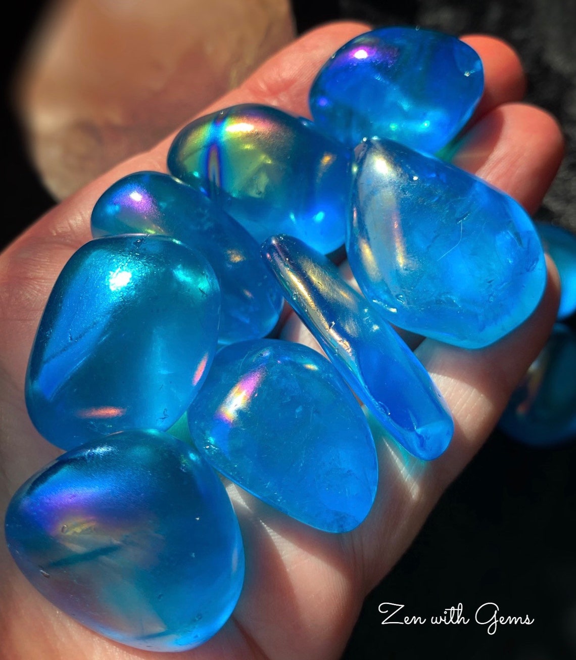 Blue Aura Quartz Blue Tumbled Aura Quartz Tumbled Aura - Etsy