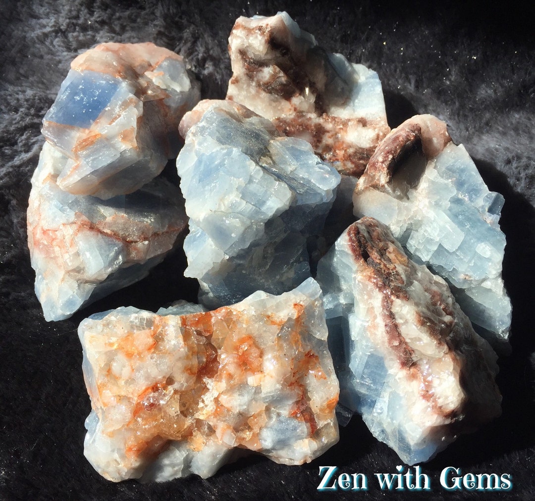 Blue Calcite, Natural Rough Pieces, Crystal Grid, Chakra, Reiki, Scared ...