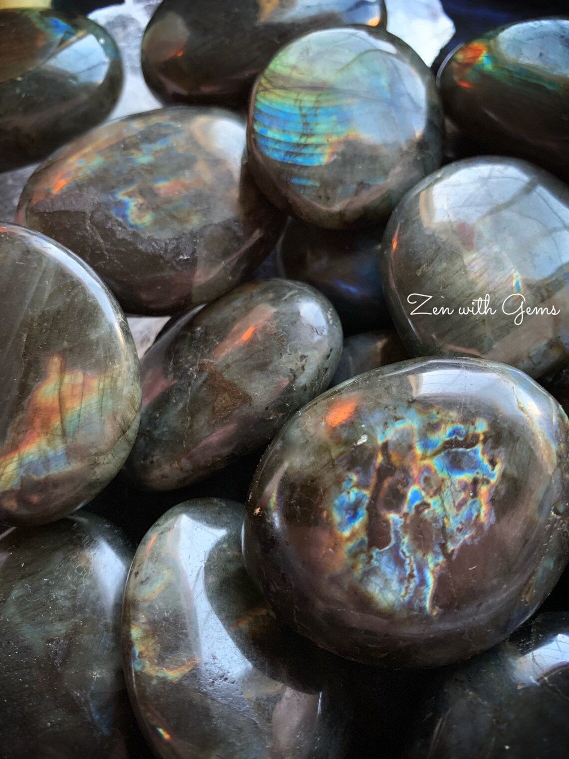 Spectrolite, Tumbled Spectolite, Crystal Grid, Chakra, Reiki, Pagan ...