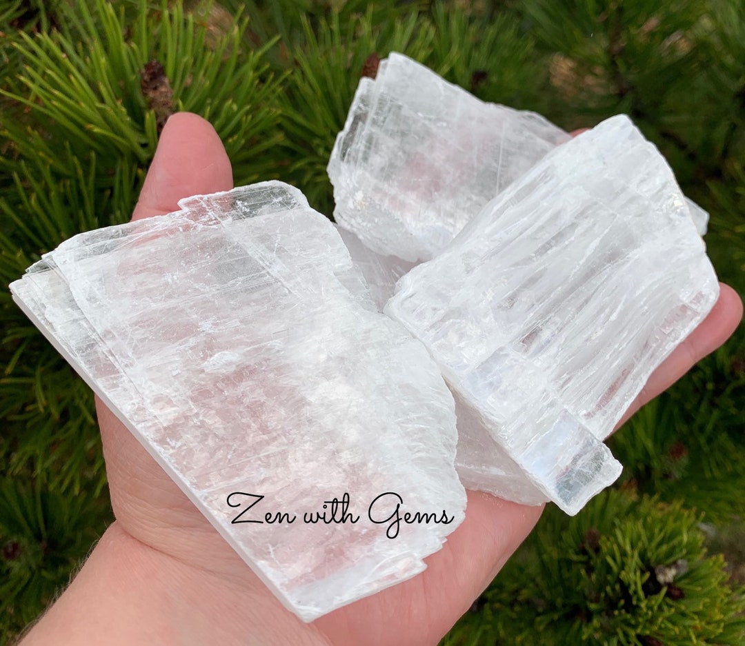 Selenite Slab Raw, Rough Selenite Slab, Crystal Grid, Chakra, Reiki ...
