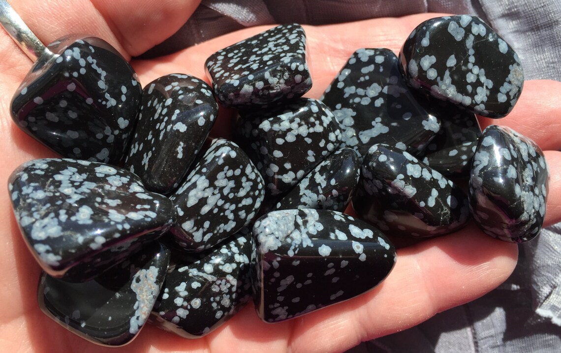Snowflake Obsidian, Tumbled Snowflake Obsidian, Crystal Grid, Chakra ...