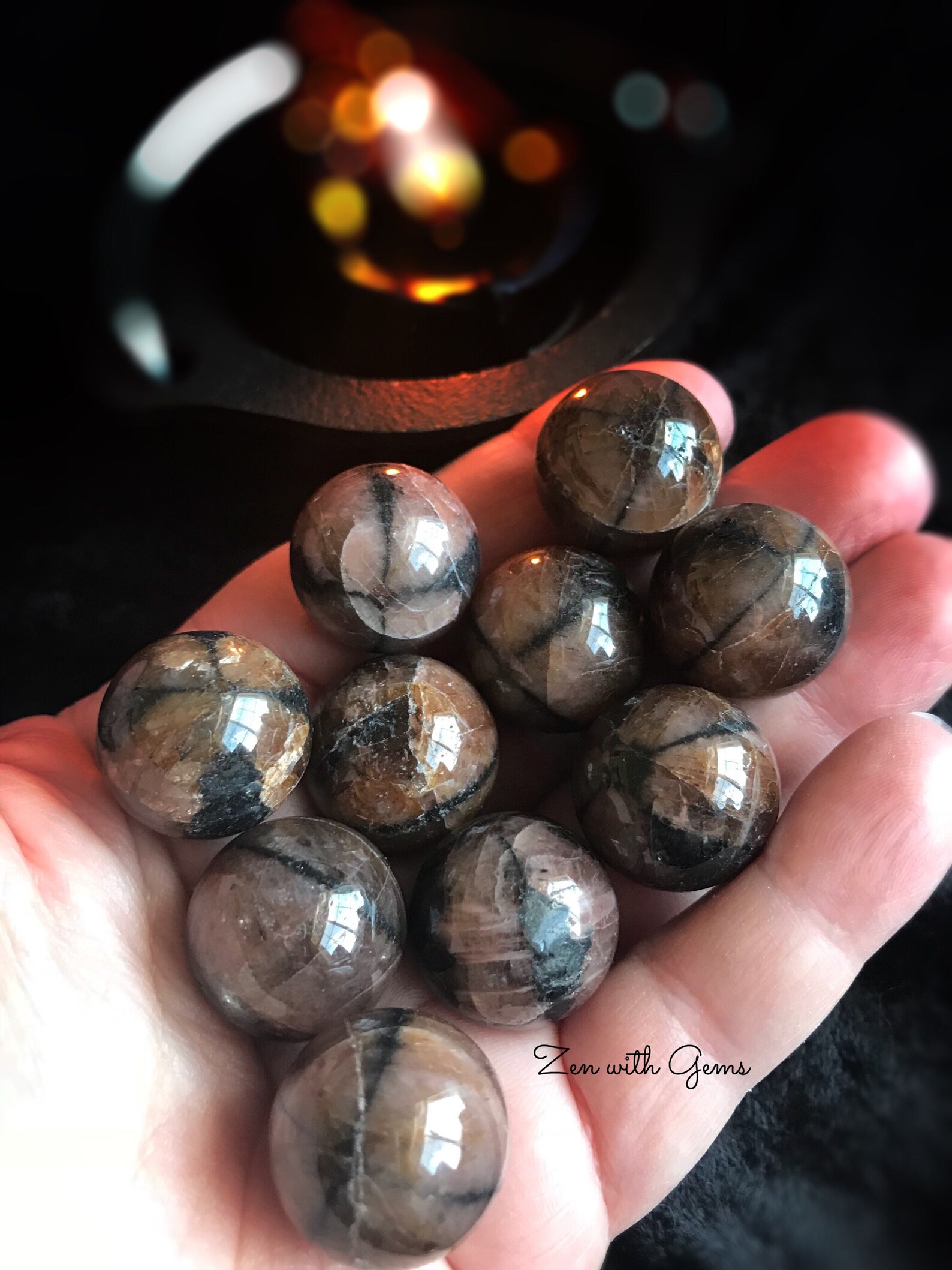 Chiastolite Sphere, Cross Stone, Crystal Grid, Pagan Altar, Chakra ...