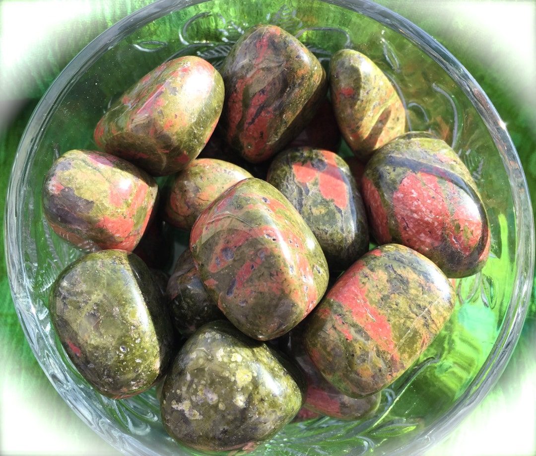 Tumbled Unakite Stone Made of Green Epidote, Red Jasper, Feldspar ...