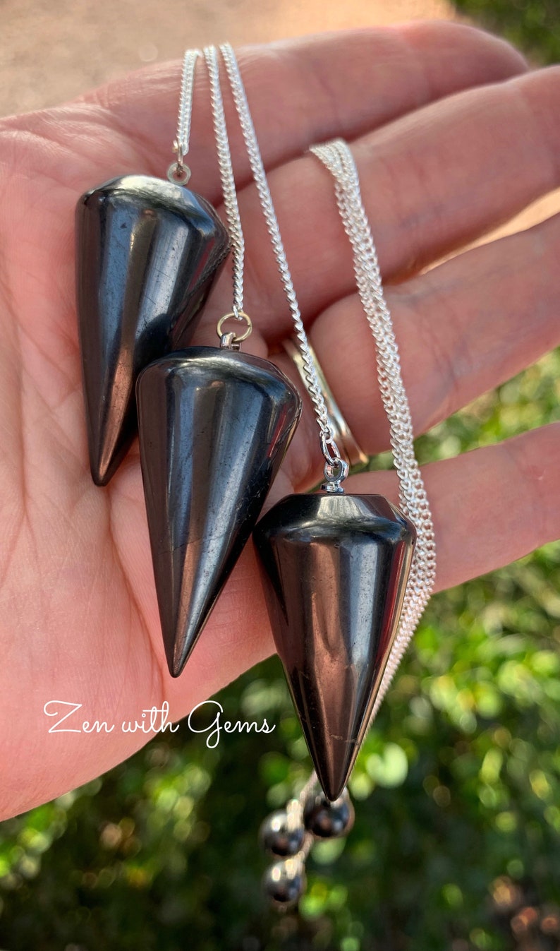 Shungite Pendulum, Dowsing Pendulum, EMF Protection, Amulet, Chakra, Use With Tarot ...