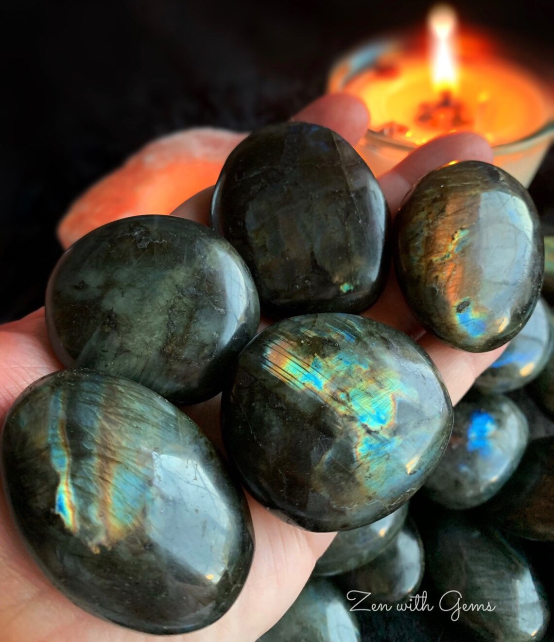 Spectrolite, Tumbled Spectolite, Crystal Grid, Chakra, Reiki, Pagan ...